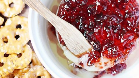 Baked Brie with Sweet Pepper Jelly - Half-Scratched