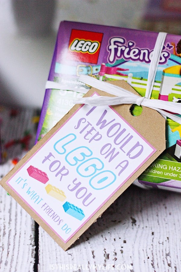 Free LEGO Printable Gift Tag "I Would Step on a LEGO for You" | Half ...