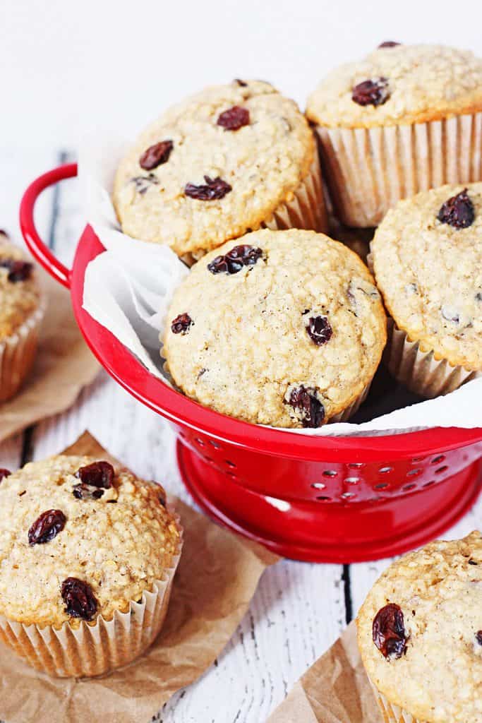 Oatmeal Raisin Cake Mix Muffins - Half-Scratched