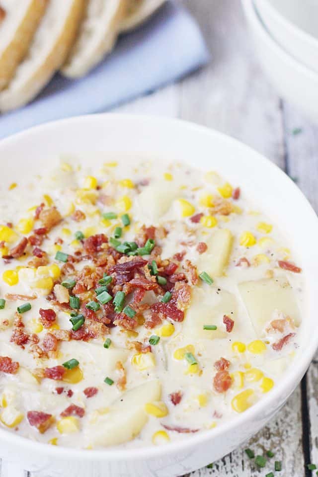 Easy And Delicious Slow Cooker Corn Chowder Half Scratched